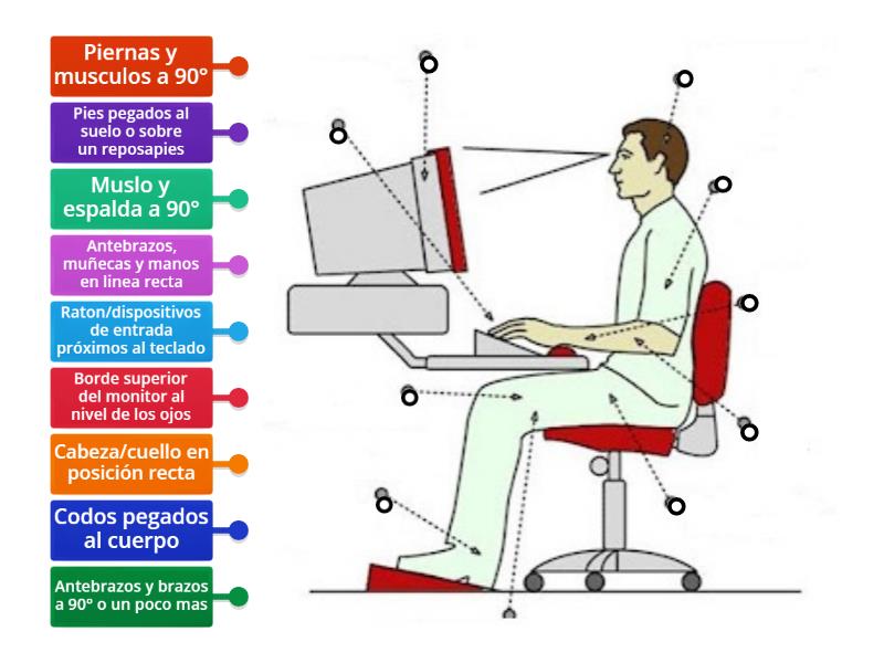 ERGONOMIA CORRECTA EN EL PUESTO DE TRABAJO - Diagrama con etiquetas