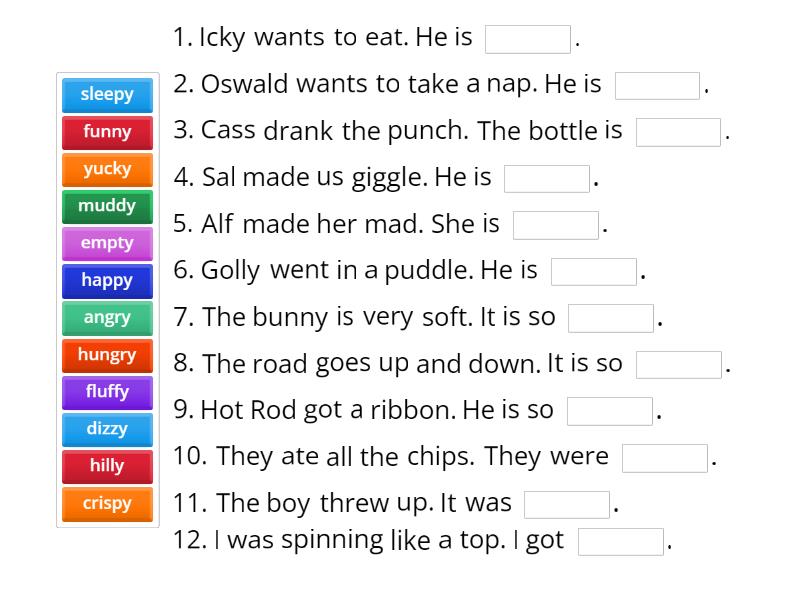 Superkids Unit 3 Week 2 Adjectives - Complete the sentence