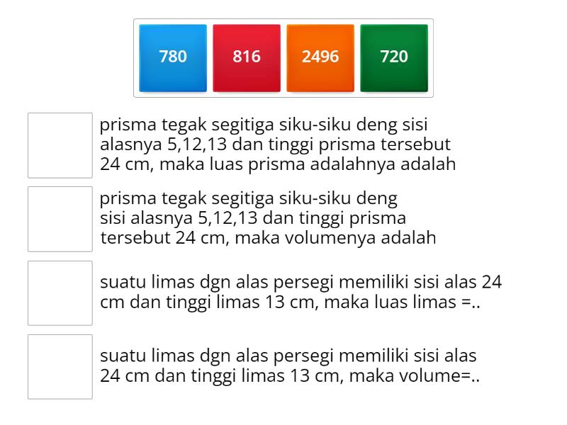 quiz prisma dan limas - Une las parejas