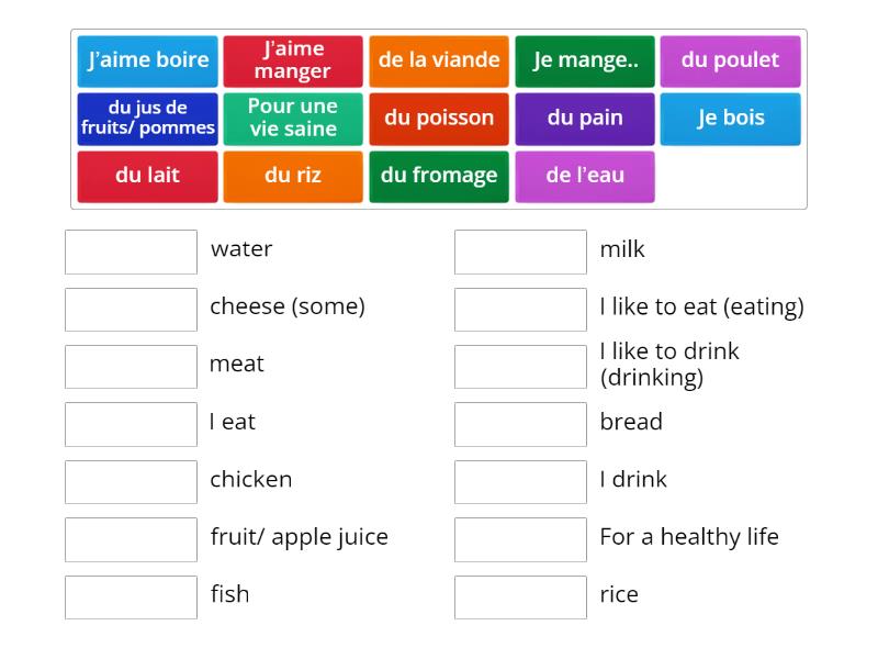 Year 8 Module 2 Unit 2 Foods - Match up