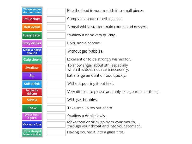 FCE OD UNIT 12 FOOD AND DRINK - Match up