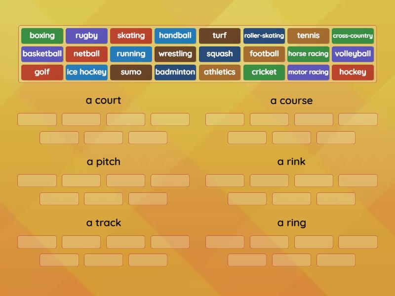 court/course/pitch/rink/track - Group sort
