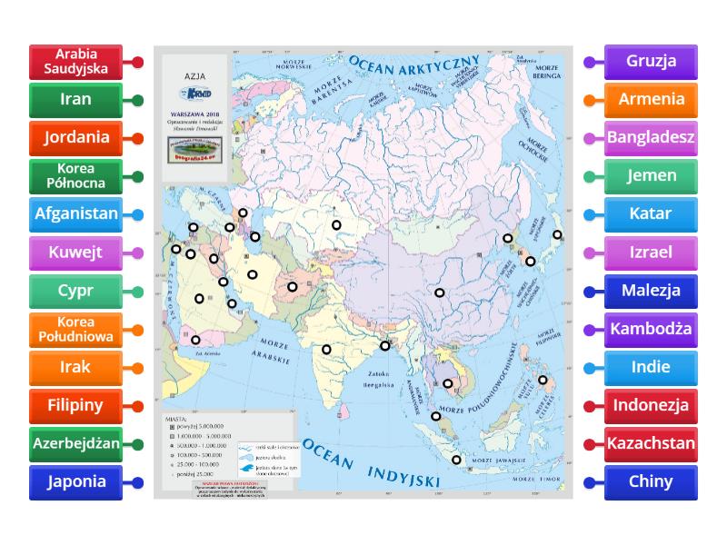 Kraje Azji 1 - Labelled diagram