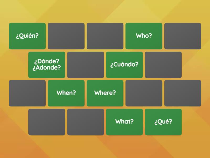 Interrogativos - Interrogatives - Matching pairs