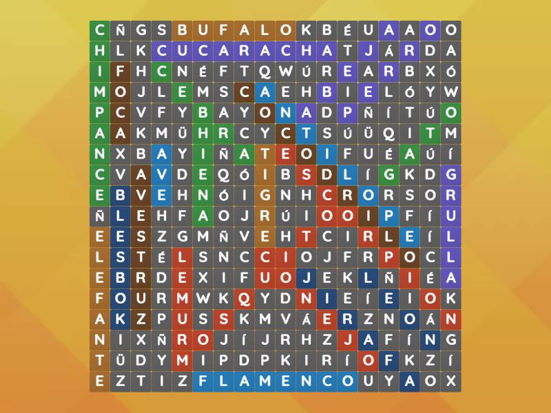 Animales y insectos: Sopa de letras - Wordsearch
