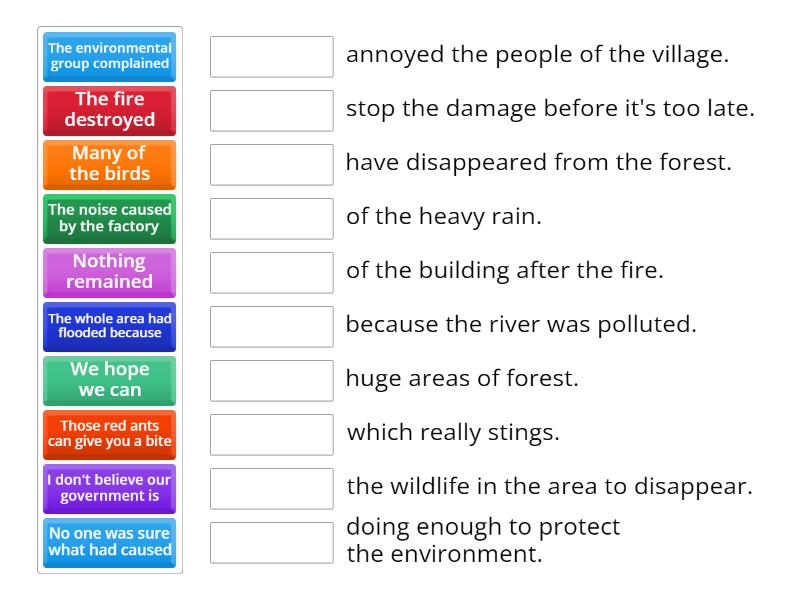 Environment verbs (1) - Match up