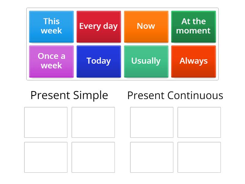 Present Simple x Continuous - Group sort