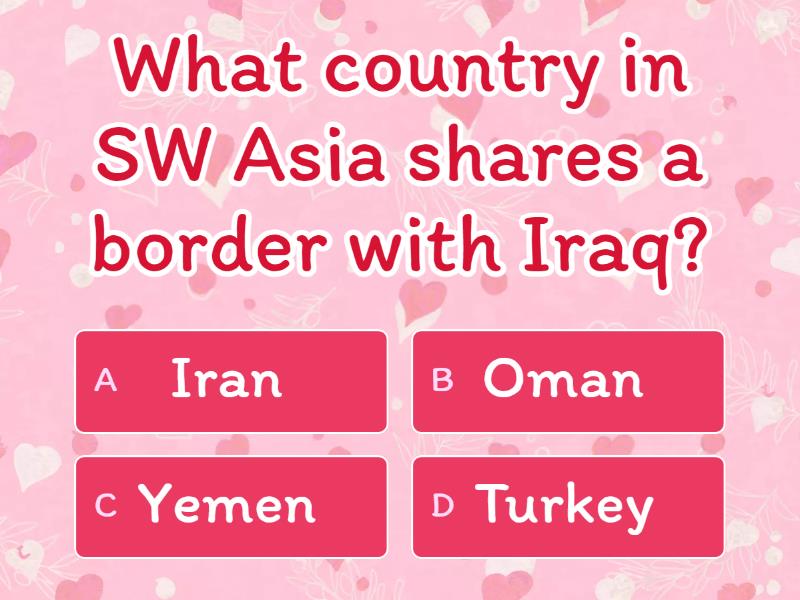 SW Asia (Middle East) Political Relative Location - Quiz