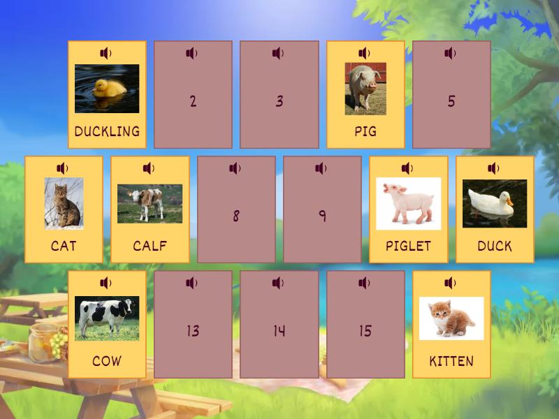 BABY ANIMALS MEMORY GAME - with sound - Matching pairs