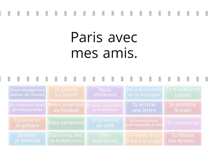YEAR 9 FRENCH FUTUR SIMPLE REVISION ACTIVITY - Find the match