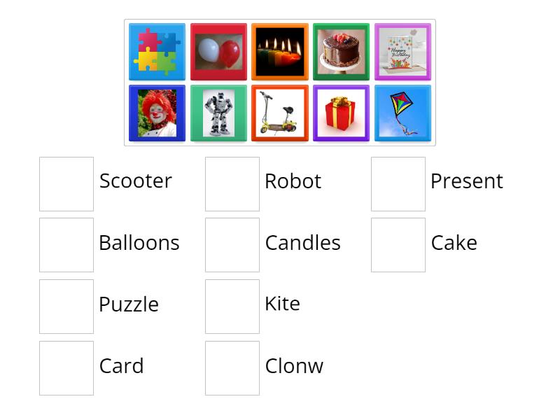 Unit 1 Happy birthday - Match up