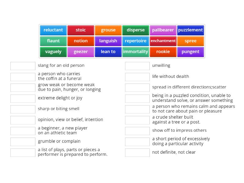 Vocabulary - Match up