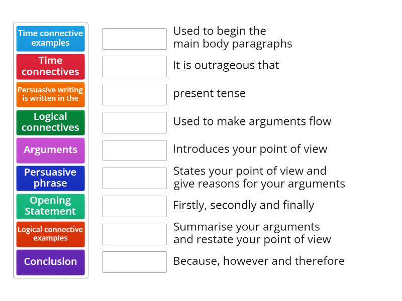 Persuasive Writing - Match up
