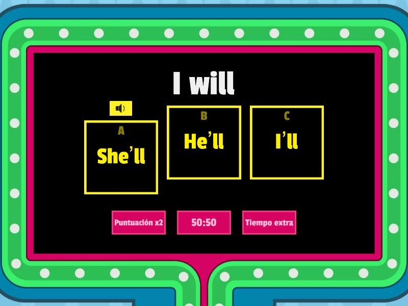 CONTRACTIONS - Gameshow quiz