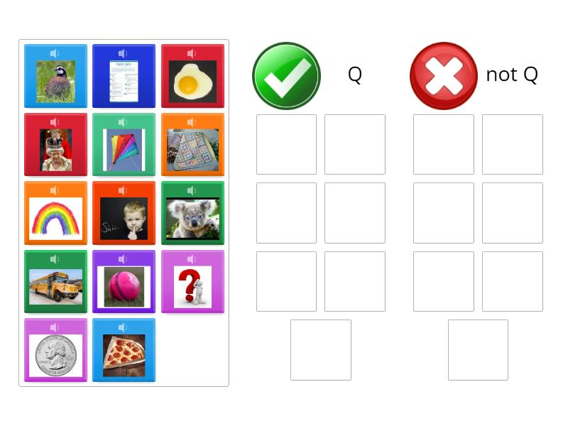 Letter Q q Beginning sound - Group sort