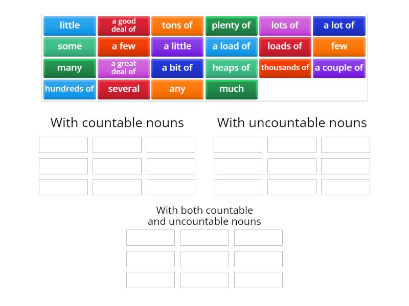 Quantifiers - Sort into Categories - Group sort