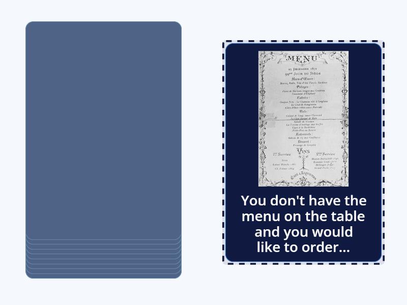 Situations at the restaurant - Speaking cards