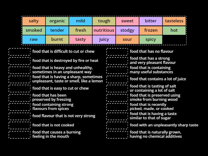Words describing food - Match up
