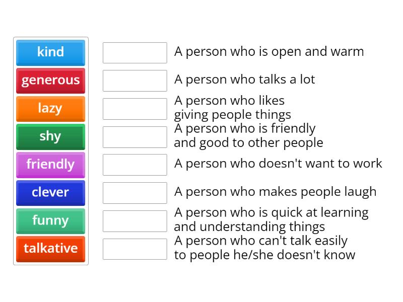 Personality adjectives EF pre-int - Match up