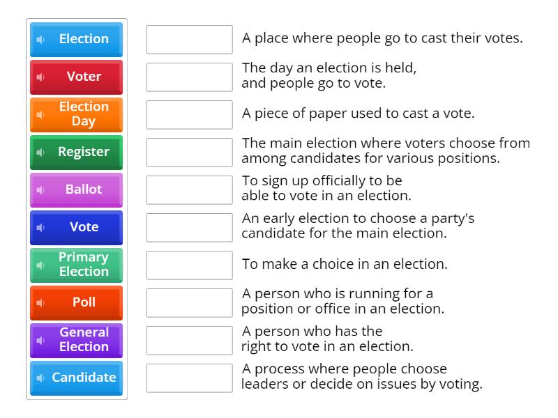 Intro. to Elections Vocabulary - Match up