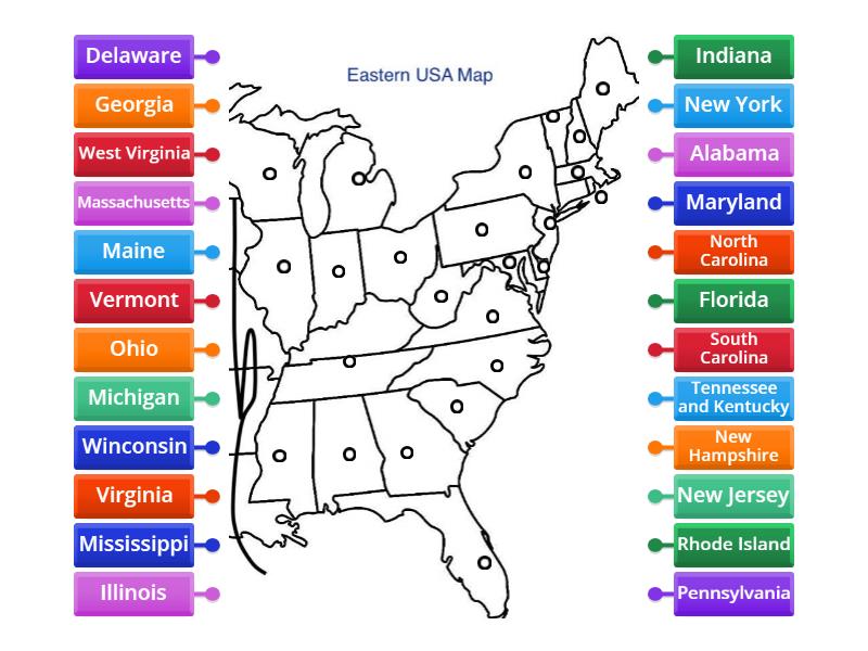 Eastern USA Map Diagram - Labelled diagram