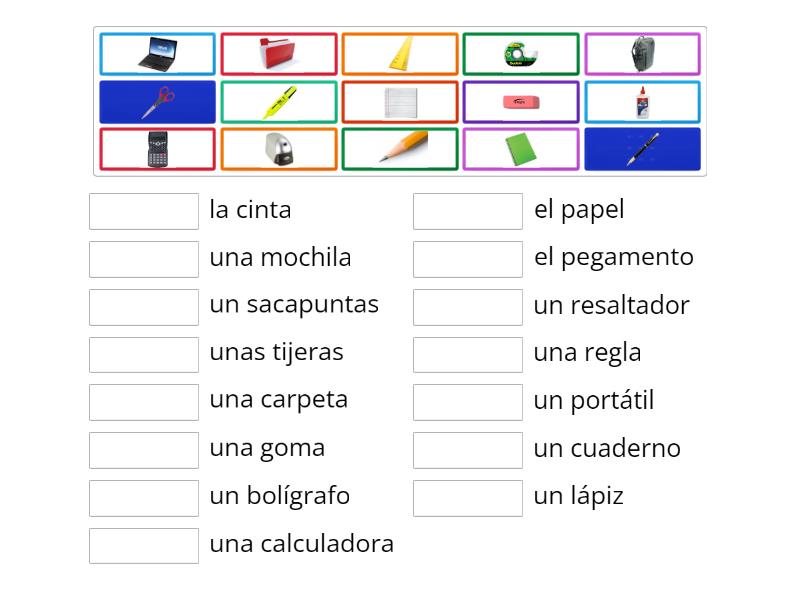 Los materiales escolares - Une las parejas