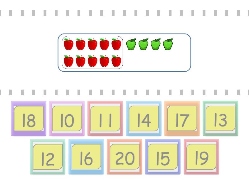 Match The Numbers 1-20( With The Quantity of Apples) - Find the match
