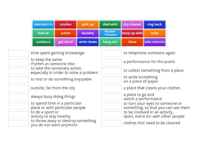 Vocabulary Unit 1 - Match up