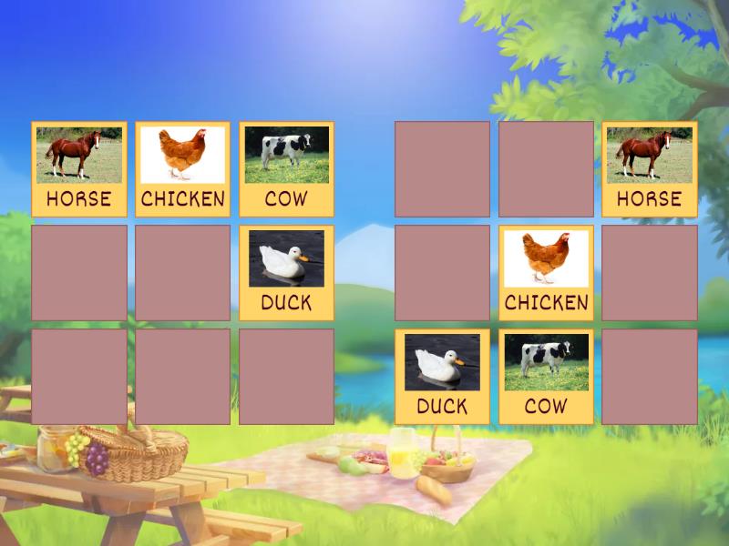 Memory Game - Farm animals - Matching pairs