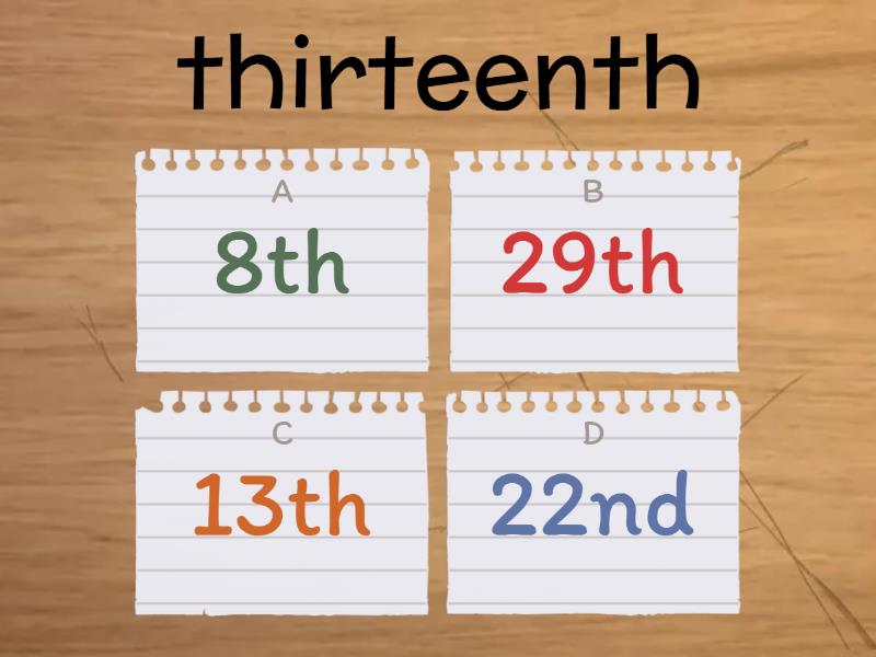 Ordinal numbers - Quiz