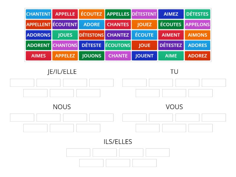 Verbes en -ER - Trier par groupe