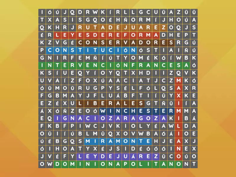 Sopa de letras historia de Mexico II - Wordsearch