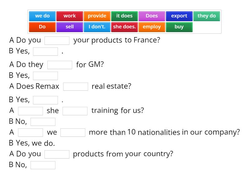 Elementary Unit 2 Present simple #1 - Complete the sentence