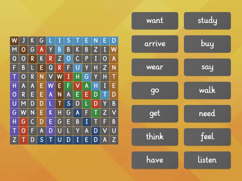 Past Tense verbs - Sopa de letras