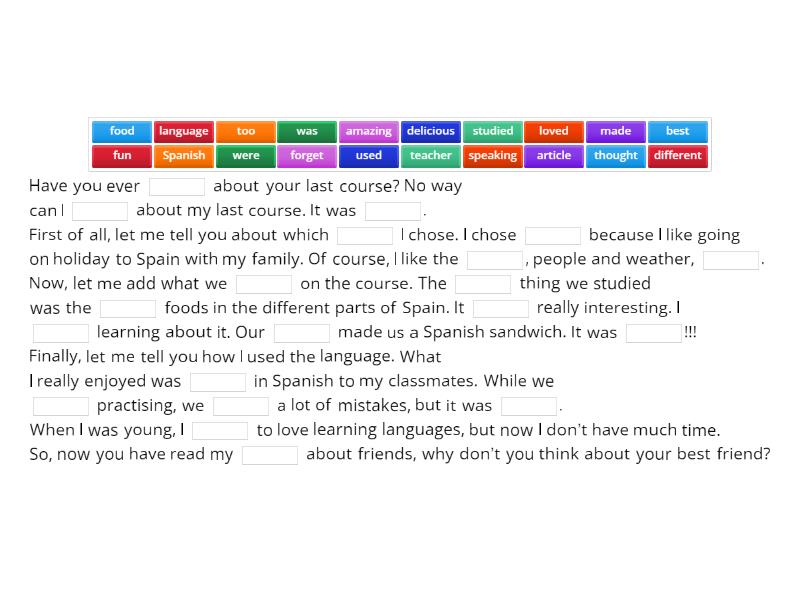 Trinity Writing Entry 3 Task 2 paper 1 - Complete the sentence