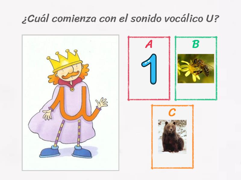 Sonido inicial U/A. El rey U y la reina A - Quiz