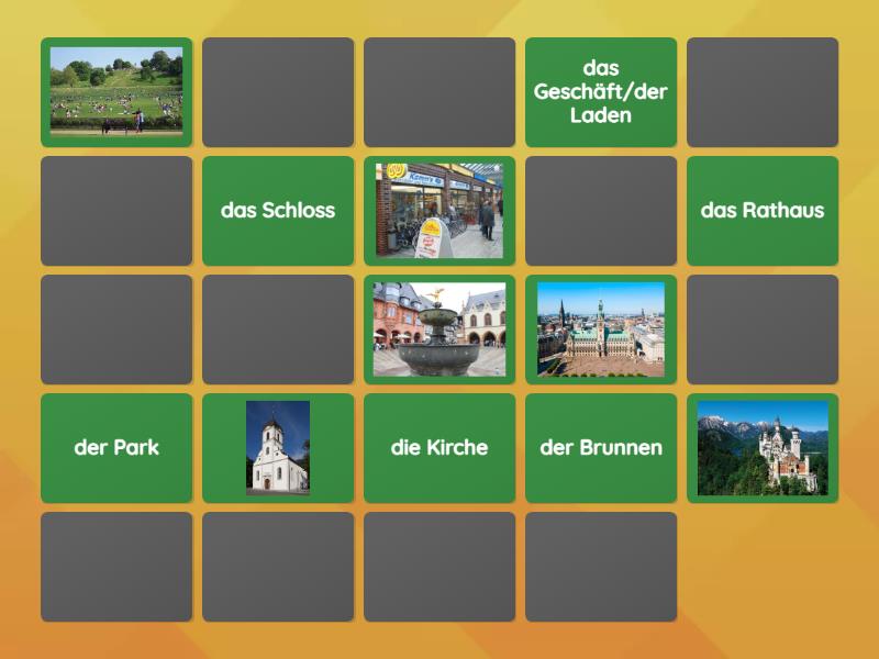Momente A1.2, Lektion 13, Wortschatz, Orte in der Stadt - Passende Paare