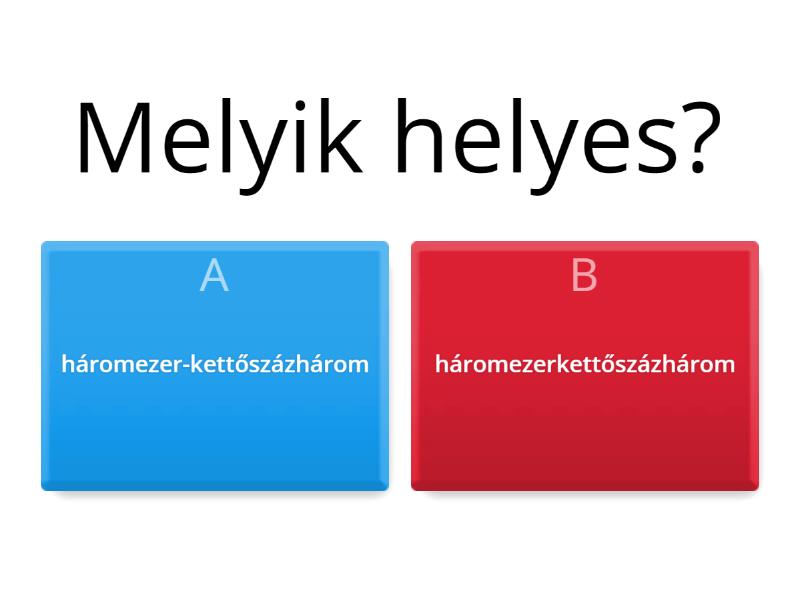 Számnevek helyesírása - Quiz
