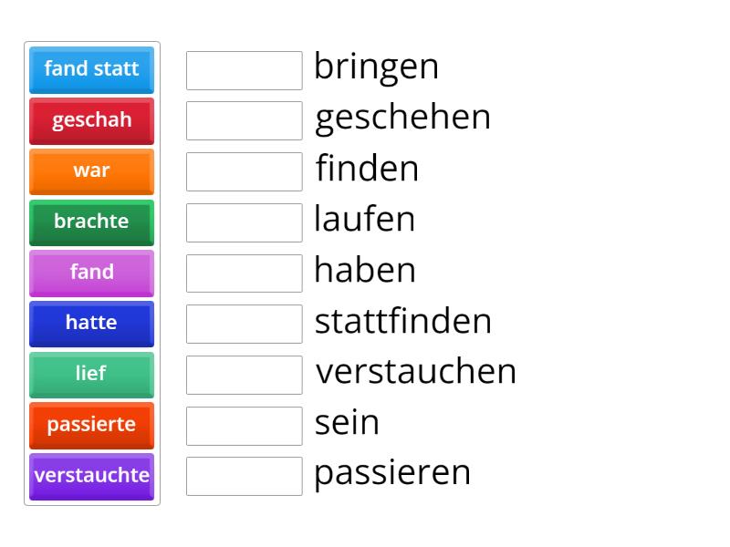 Präteritum üben (Verben zum Bericht) - Сопоставить