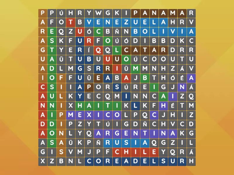 Sopa de letras de paises - Wordsearch