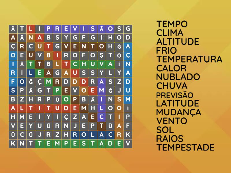 TEMPO E CLIMA (PROF ROSANA) - Wordsearch