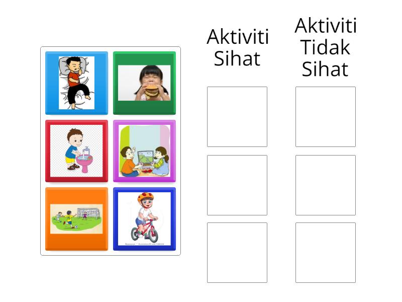 Aktiviti Sihat VS Aktiviti Tidak Sihat - Ordenar por grupo