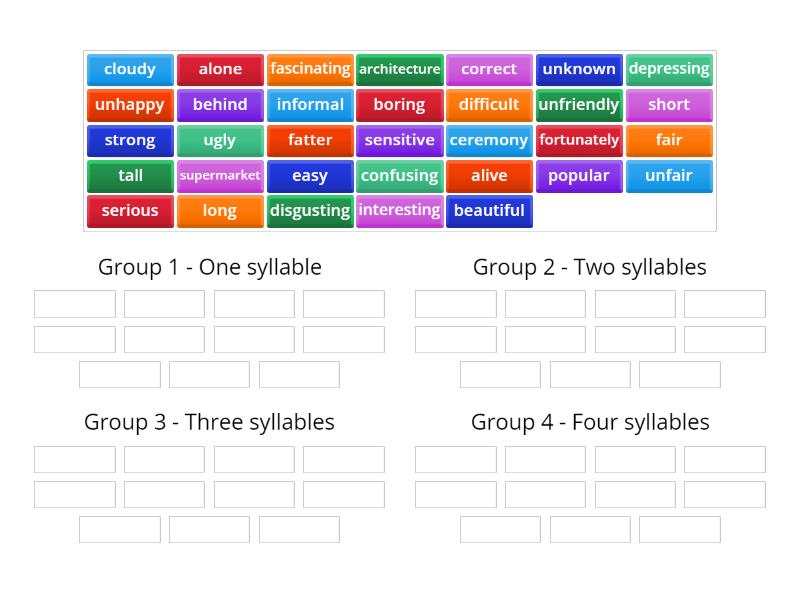 How many syllables? - Group sort