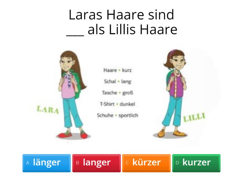 Deutschprofis A2.1 Lektion 3 Vergleiche Lara und Lilli - Quiz