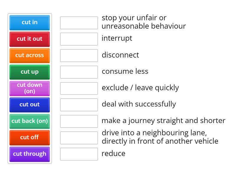cut / meaning - Match up