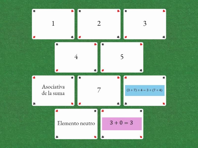 Propiedades de la suma y la multiplicación - Matching pairs