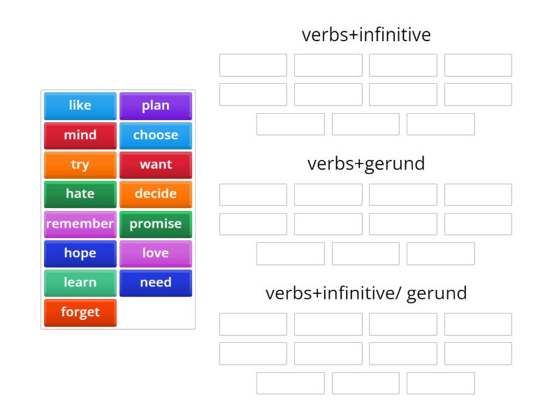 EF elementary 11B infinitive/gerund - Group sort
