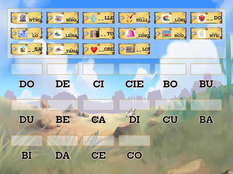 SILLABE BA BE BI BO BU CA CE CI CO CU CIE DA DE DI DO DU - Match up