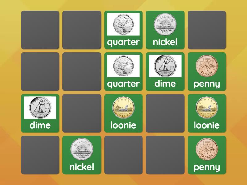 Canadian Coins Match - Matching pairs