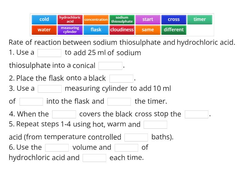 AW Yr 11 Rates of Reaction Method - Complete the sentence